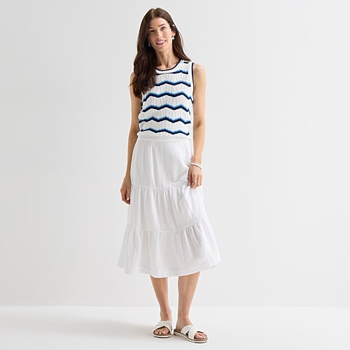 Click here for St. Johns Bay Womens Long A-Line Skirt  Medium  Wh... prices