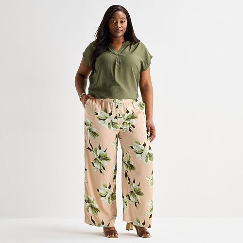 Click here for Liz Claiborne Womens Plus Wide Leg Mid Rise Pull-O... prices