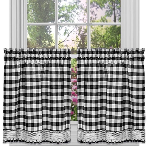 Click here for Achim Buffalo Check Window Rod Pocket Tier Pair Cu... prices
