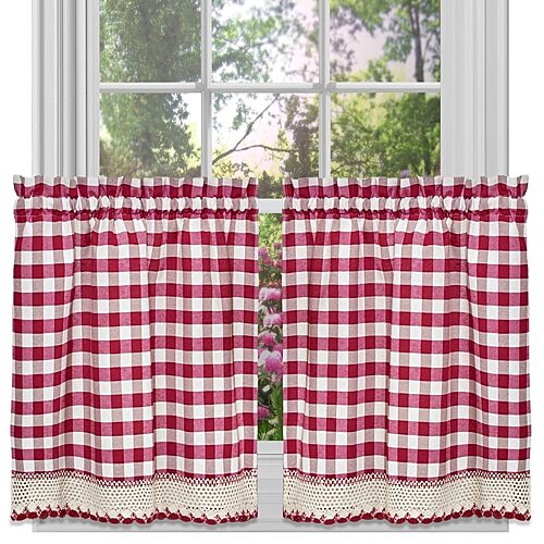 Click here for Achim Buffalo Check Window Rod Pocket Tier Pair Cu... prices