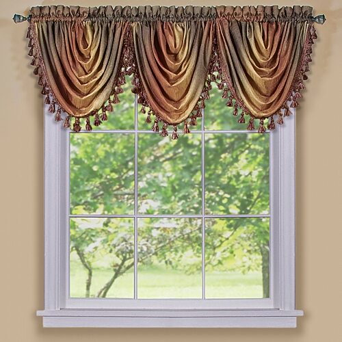 Click here for Ombre Rod Pocket Waterfall Valance  One Size  Oran... prices