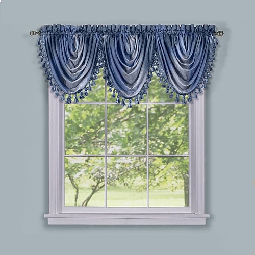 Click here for Ombre Rod Pocket Waterfall Valance  One Size  Blue prices