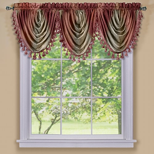 Click here for Ombre Rod Pocket Waterfall Valance  One Size  Red prices
