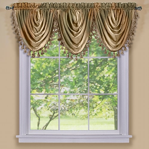 Click here for Ombre Rod Pocket Waterfall Valance  One Size  Gree... prices