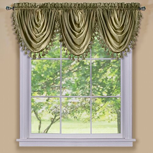 Click here for Ombre Rod Pocket Waterfall Valance  One Size  Gree... prices