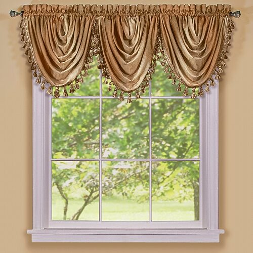 Click here for Ombre Rod Pocket Waterfall Valance  One Size  Beig... prices
