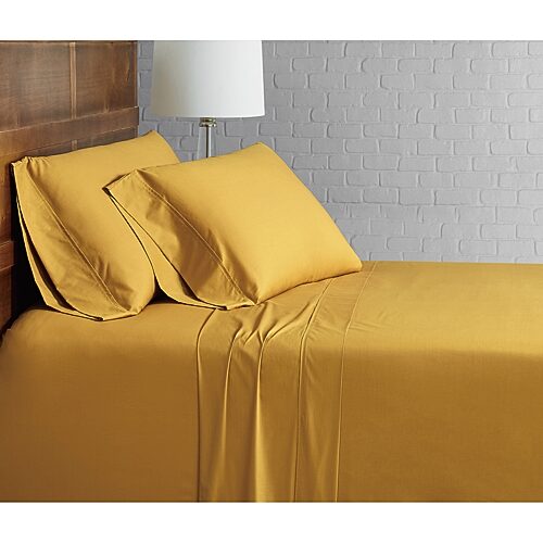 Brooklyn Loom Cotton Percale Sheet Set  One Size  Yellow