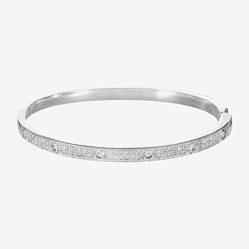 Sparkle Allure Pave Womens Cubic Zirconia Pure Silver Over Brass Round Bangle Bracelet  One Size  Silver