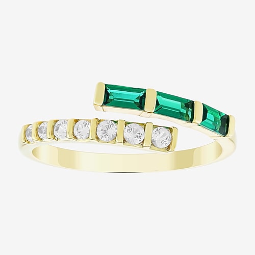 Click here for Womens Lab Created Green Emerald 14K Gold Over Sil... prices