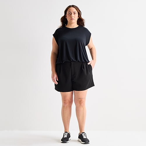 Click here for Stylus Womens High Rise Plus Pull-On Short  1x  Bl... prices