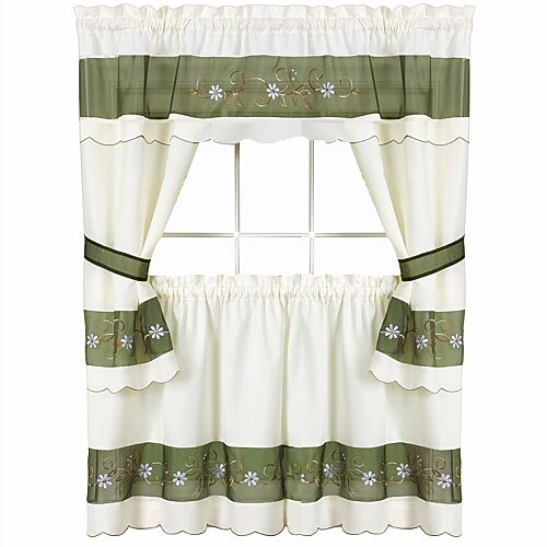 Click here for Achim Berkshire Embellished Cottage Kitchen Curtai... prices