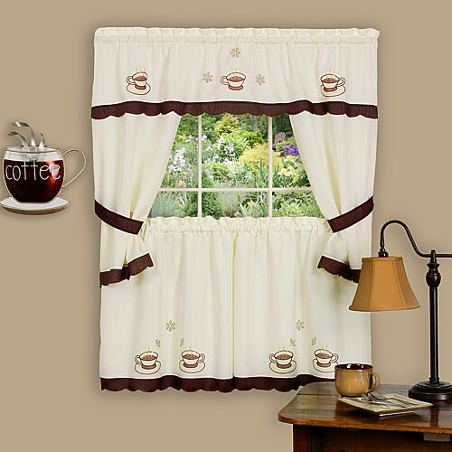 Click here for Achim Cuppa Joe Embellished Cottage Kitchen Curtai... prices