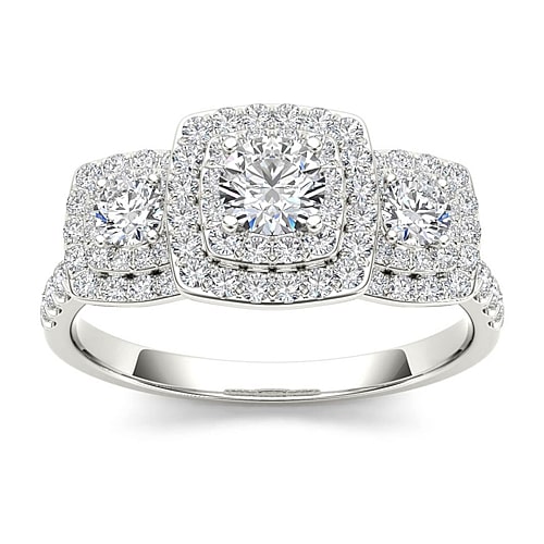 Click here for 1 CT.T.W. Natural Diamond 10K White Gold Engagemen... prices