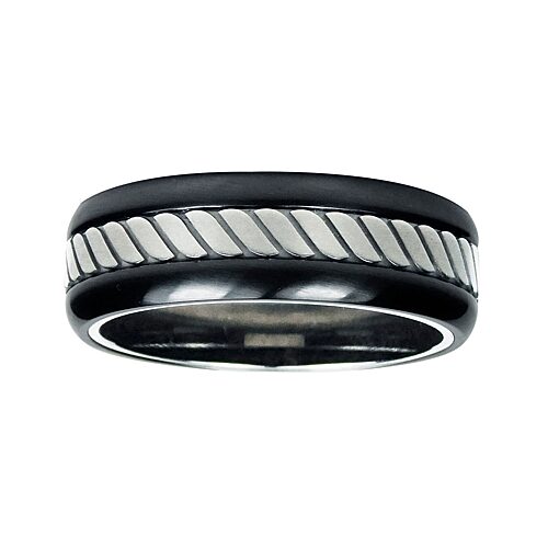 Click here for Mens 8mm Two-Tone Titanium Wedding Band  12  Two T... prices