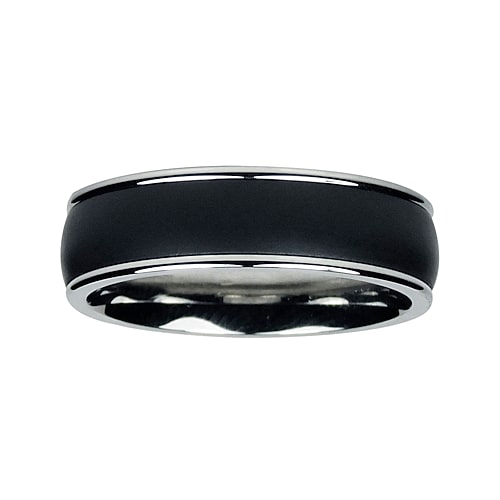 Click here for Mens 7mm Black Titanium and Stainless Steel Weddin... prices