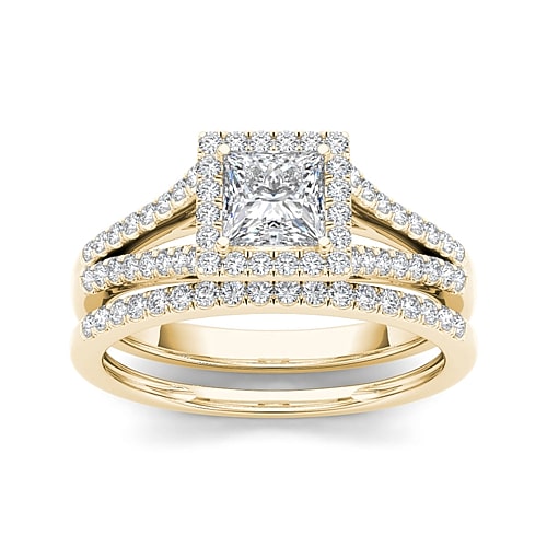 Click here for 1 CT.T.W. Natural Diamond 10K Yellow Gold Bridal R... prices