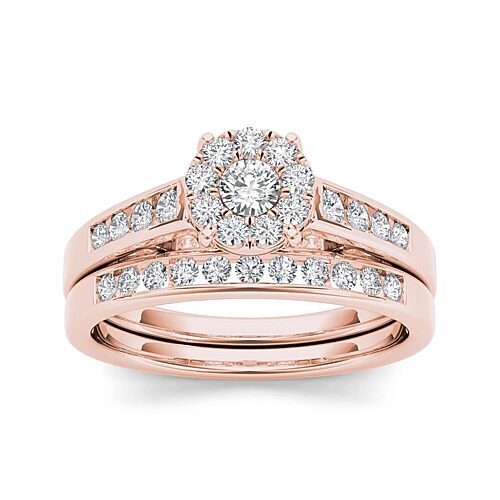 Click here for 1/2 CT.T.W. Natural Diamond 10K Rose Gold Bridal R... prices