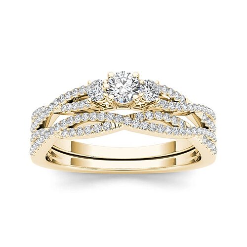 Click here for 1/2 CT.T.W. Natural Diamond 14K Yellow Gold Crosso... prices
