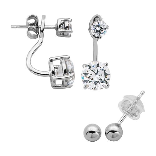 Click here for DiamonArt White Cubic Zirconia Sterling Silver 2 P... prices