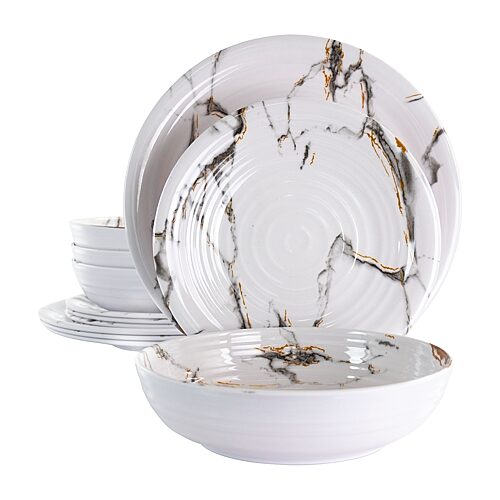 Click here for Elama Fine Sculpture 12-pc. Melamine Dinnerware Se... prices