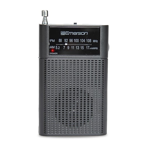 Emerson Portable AMFM Radio with Built-In Speaker and Easy Removable Belt Clip