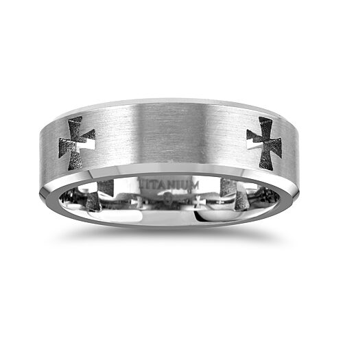 Click here for Mens 7MM Titanium Cross Wedding Band  8 prices
