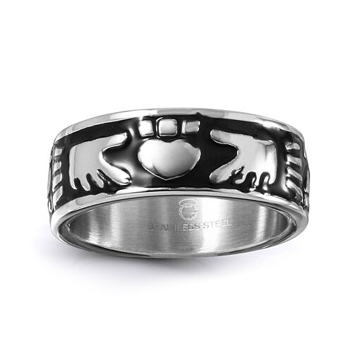Click here for Mens 9M Stainless Steel Claddagh Wedding Band  8 prices