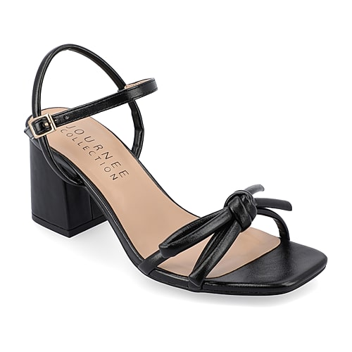 Journee Collection Womens Meryl Bow Block Heel Dress Sandals - Black