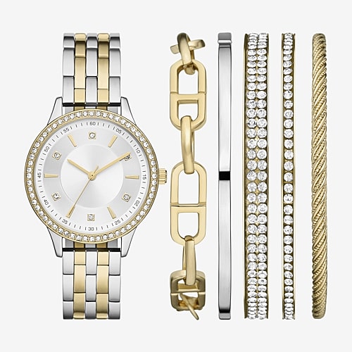 Click here for Ladies Boxed Sets Womens Crystal Accent Two Tone 6... prices