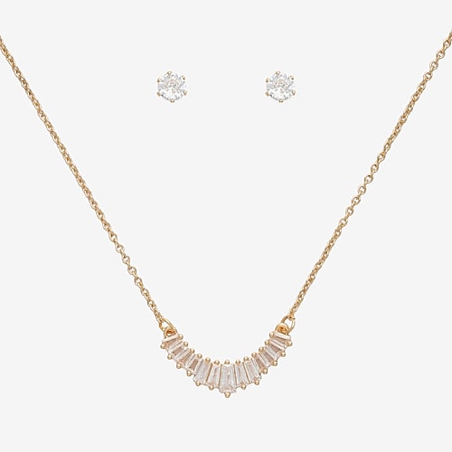 Click here for Mixit Frontal Necklace & Stud Earring Womens Cubic... prices