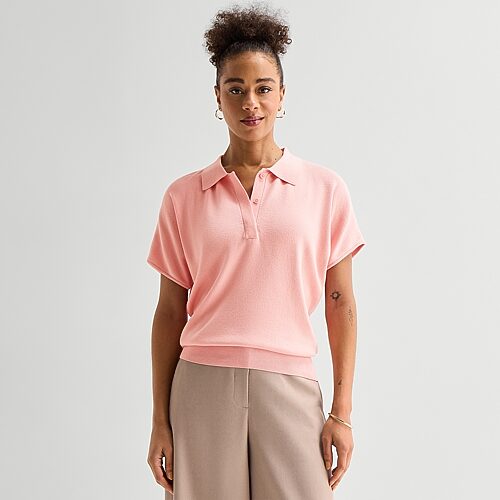 Click here for Worthington Womens V Neck Short Sleeve Polo Sweate... prices