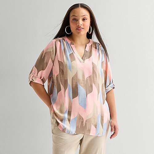 Click here for Worthington Womens Plus Split Crew Neck 3/4 Sleeve... prices