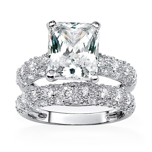 Click here for DiamonArt Womens White Cubic Zirconia Platinum Ove... prices