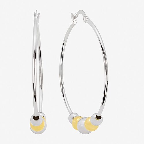 Click here for Silver Reflections Womens 48.7mm Ball Hoop Earring... prices