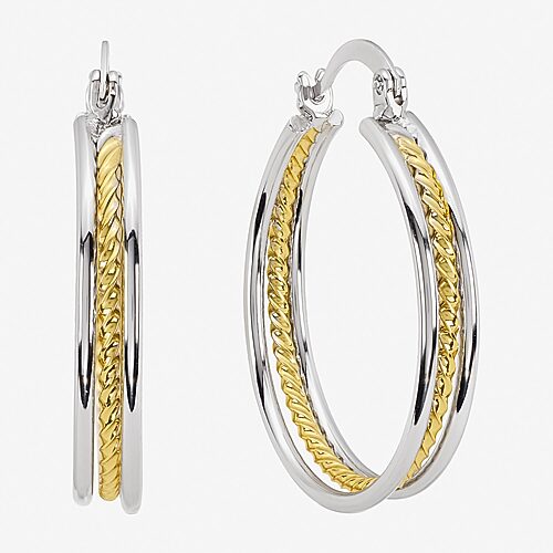 Click here for Silver Reflections Womens 34.7mm Hoop Earrings  On... prices