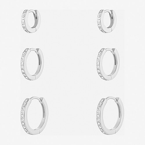 Click here for Sparkle Allure Womens White Crystal 3 Pair Earring... prices