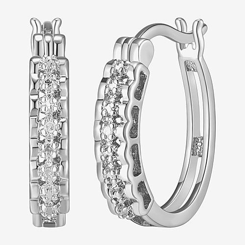 Sparkle Allure Diamond Accent Round Hoop Earrings  One Size