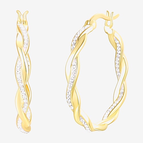 Click here for Womens Crystal 24K Gold Over Silver 28.3mm Round H... prices