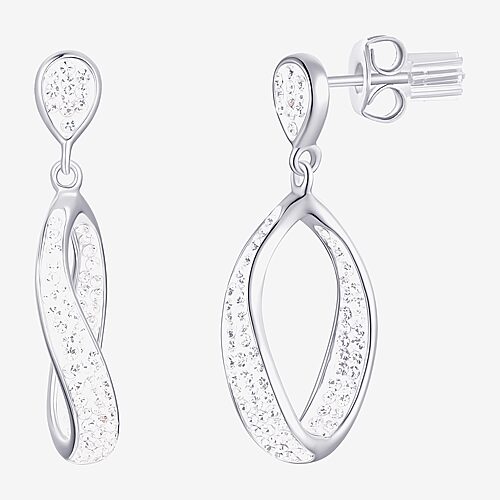 Click here for Womens White Crystal Sterling Silver Round Drop Ea... prices