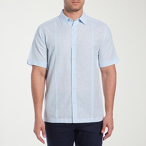 Click here for Cubavera Linen Blend Panel Mens Short Sleeve Regul... prices