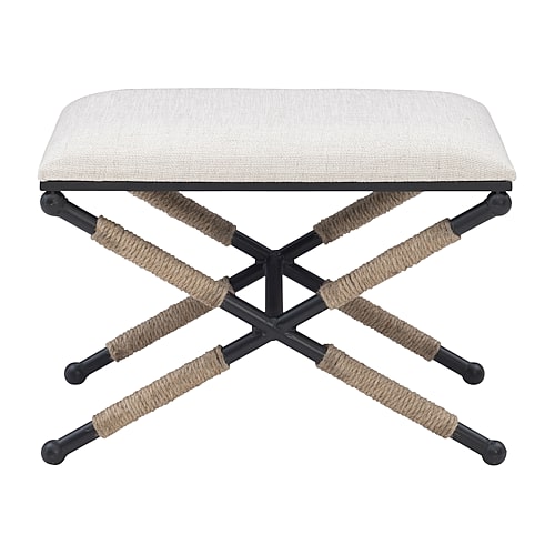 Linon Arjean Living Room Collection Upholstered Footstool  One Size  White