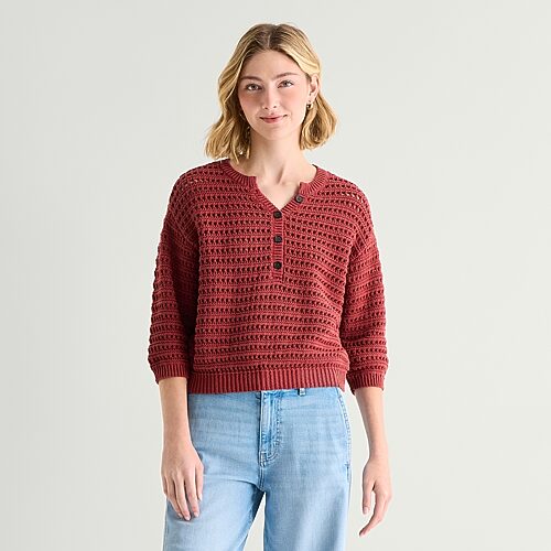 Click here for a.n.a Womens Henley Neck 3/4 Sleeve Pullover Sweat... prices