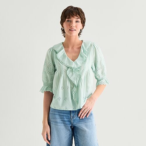 Click here for a.n.a Womens V Neck Elbow Sleeve Blouse  X-small... prices