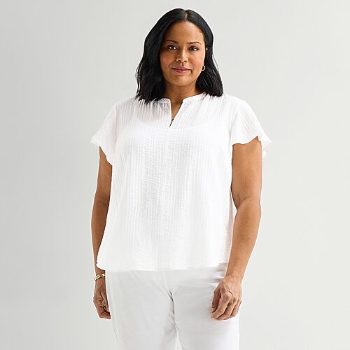 Click here for Liz Claiborne Womens Plus V Neck Short Sleeve Blou... prices