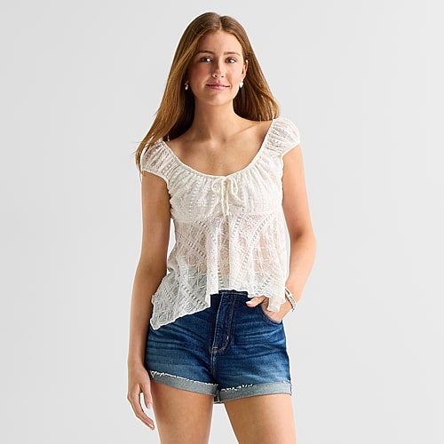 Click here for Arizona Womens Juniors Crew Neck Short Sleeve Peas... prices