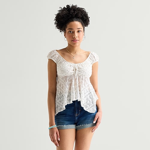 Click here for Arizona Womens Juniors Crew Neck Short Sleeve Peas... prices