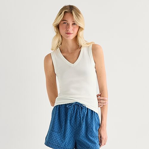 Click here for a.n.a Womens V Neck Sleeveless Tank Top  Petite Xx... prices