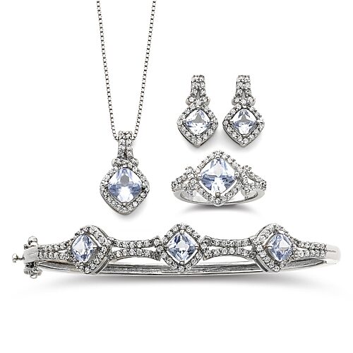 Click here for Simulated Aquamarine & Cubic Zirconia Boxed 4-pc.... prices