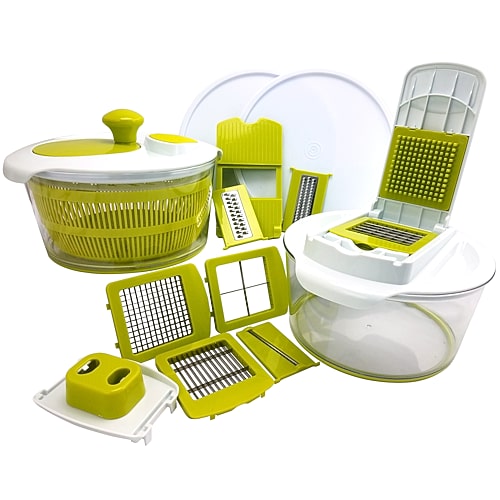 Click here for MegaChef 10 in 1 Multi-Use Salad Spinning Slicer D... prices