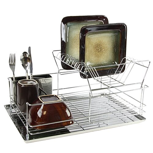 MegaChef 155 Inch Stainless Iron Shelf Dish Rack